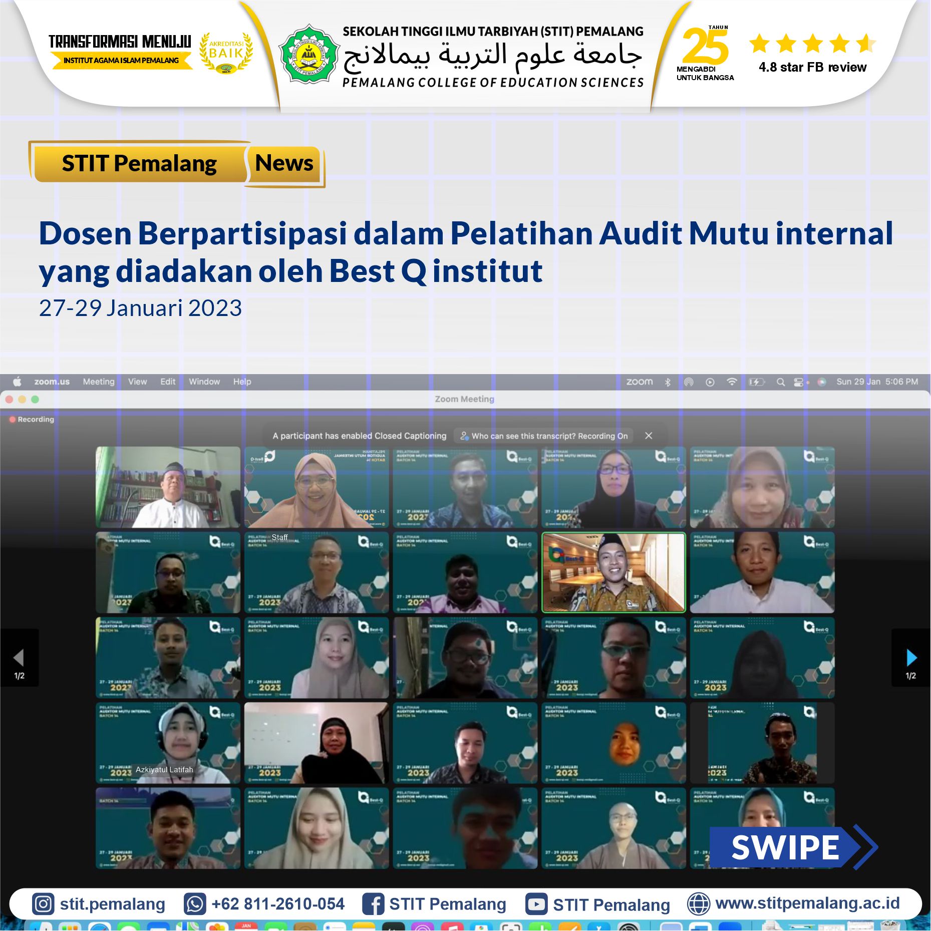 Lembaga Penjamin Mutu STIT Pemalang Ikuti Pelatihan Audit Mutu Internal ...