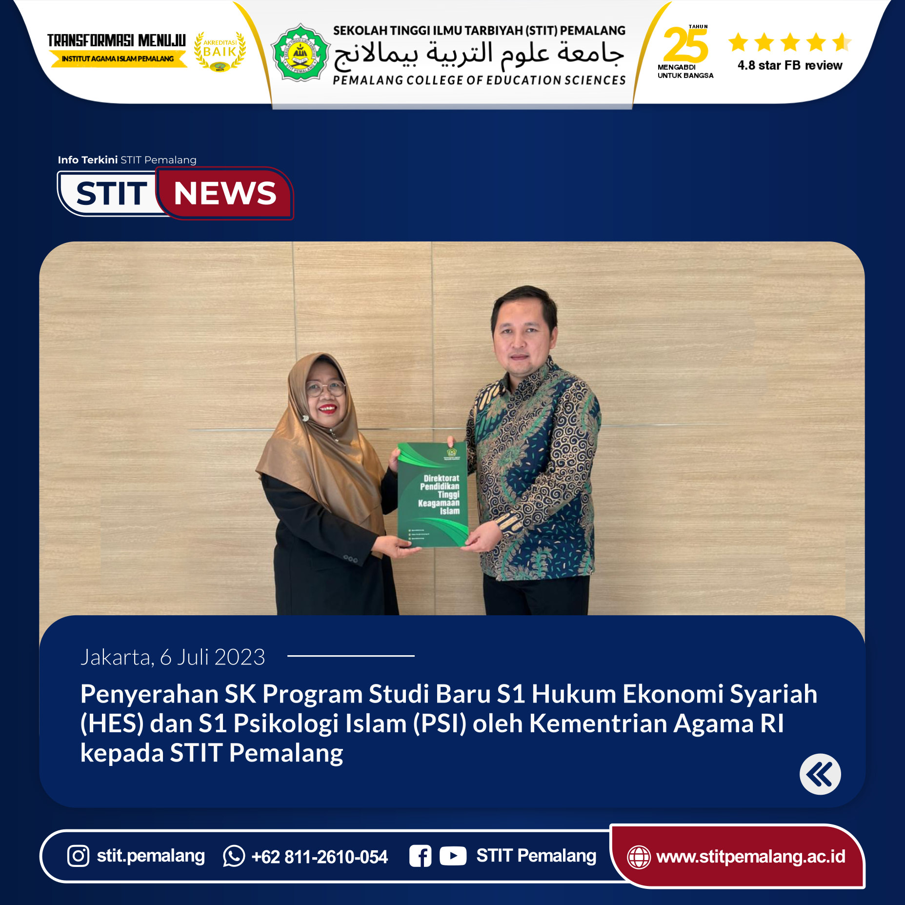 PENYERAHAN SK PROGRAM STUDI BARU S1 HUKUM EKONOMI SYARI’AH (HES) DAN S1 ...